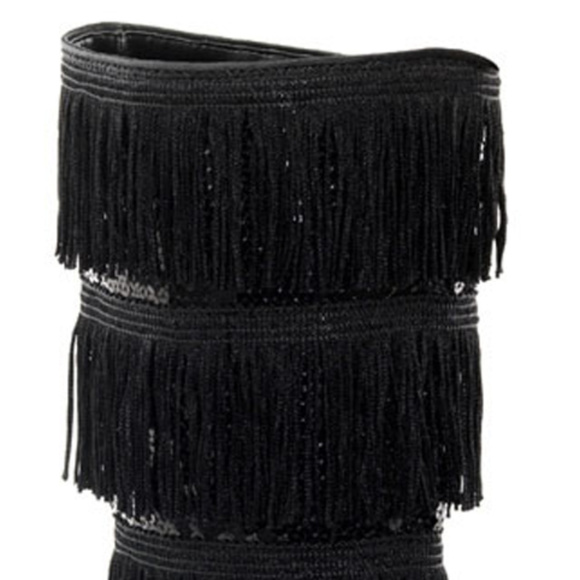 Shoes | Gatsby Flapper Sequin Fringe Knee High Boots | Poshmark